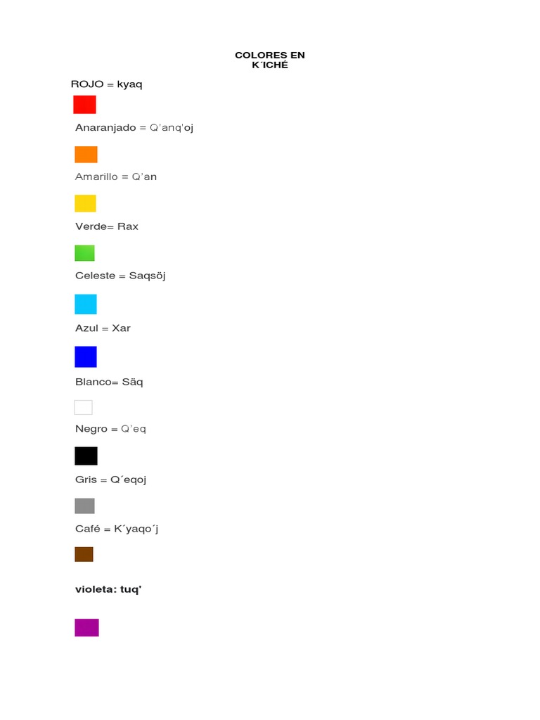 Colores en Kiche | PDF