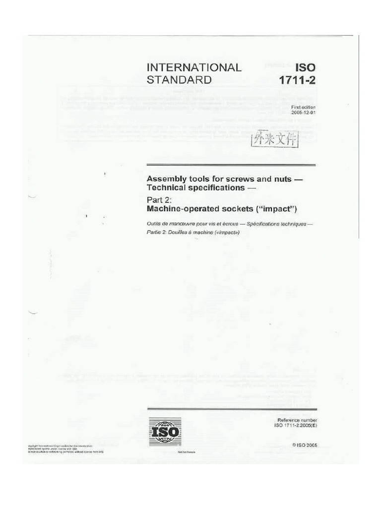 Iso 1711-2-Machine Operated Sockets (Impact) | PDF