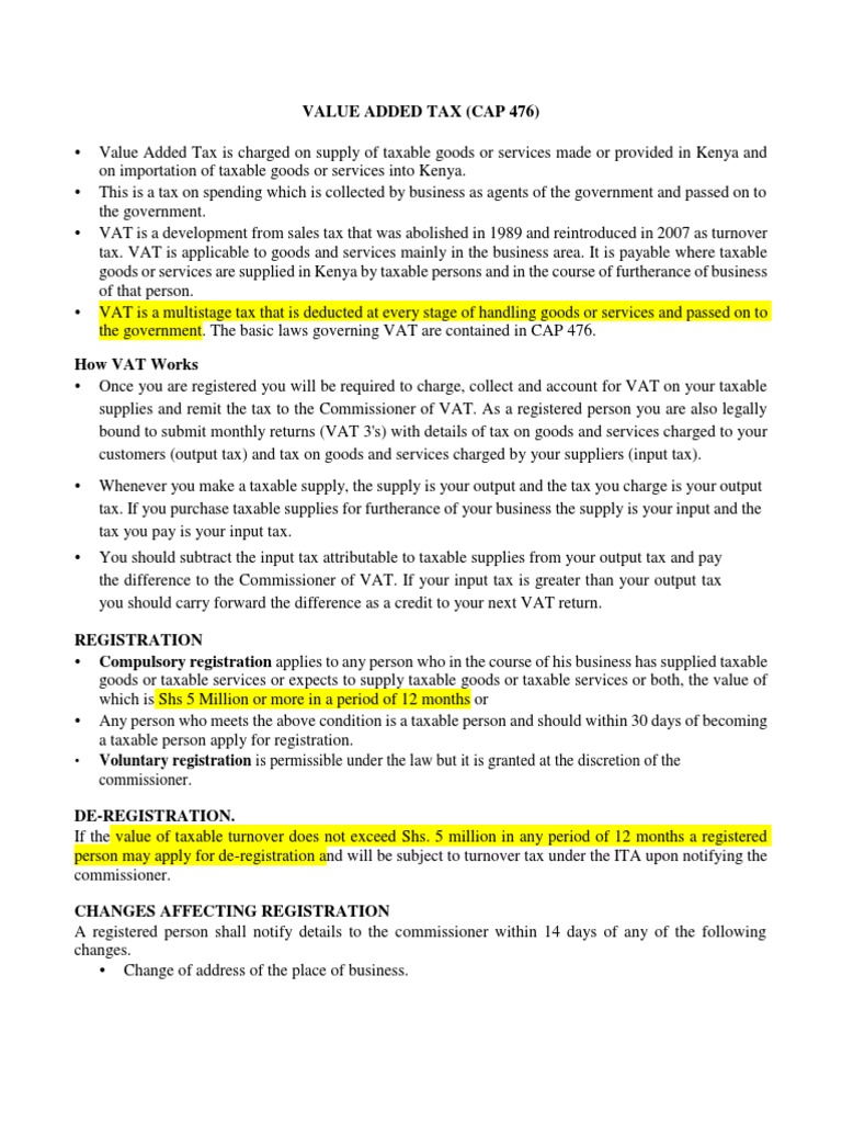 Value Added Tax (Cap 476) | PDF | Value Added Tax | Invoice