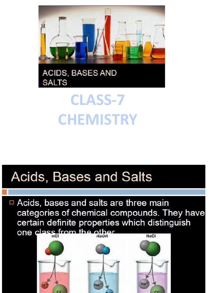 Class 7 Chemistry: Acid and Base Dissociation | PDF | Acid | Hydroxide