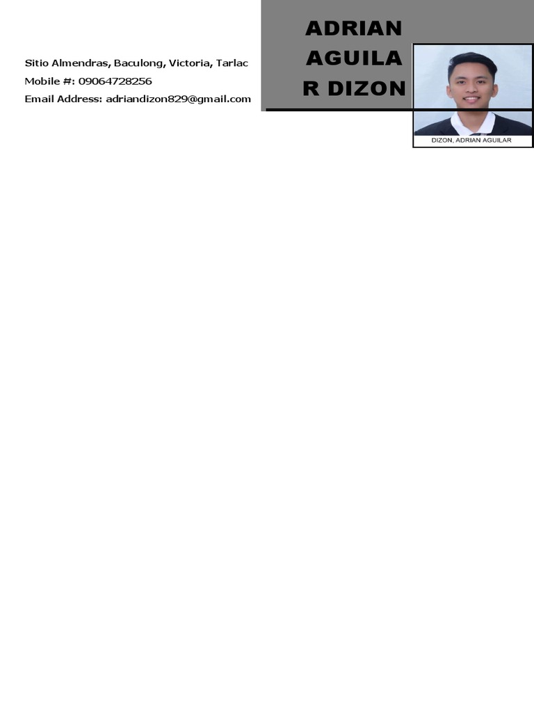 Adrian Dizon Application | PDF | Teachers