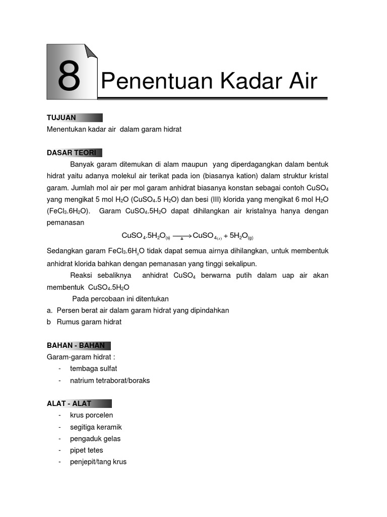 Kadar Air Garam Hidrat | PDF
