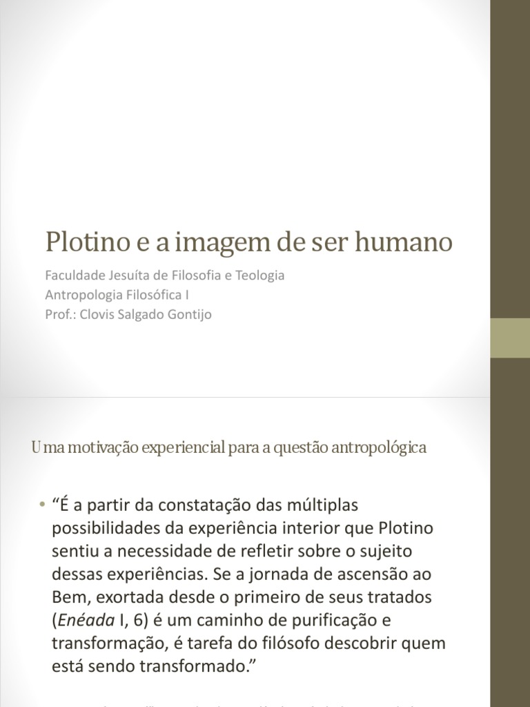 Antropologia Filosófica de Plotino | PDF | Alma | Metafísica