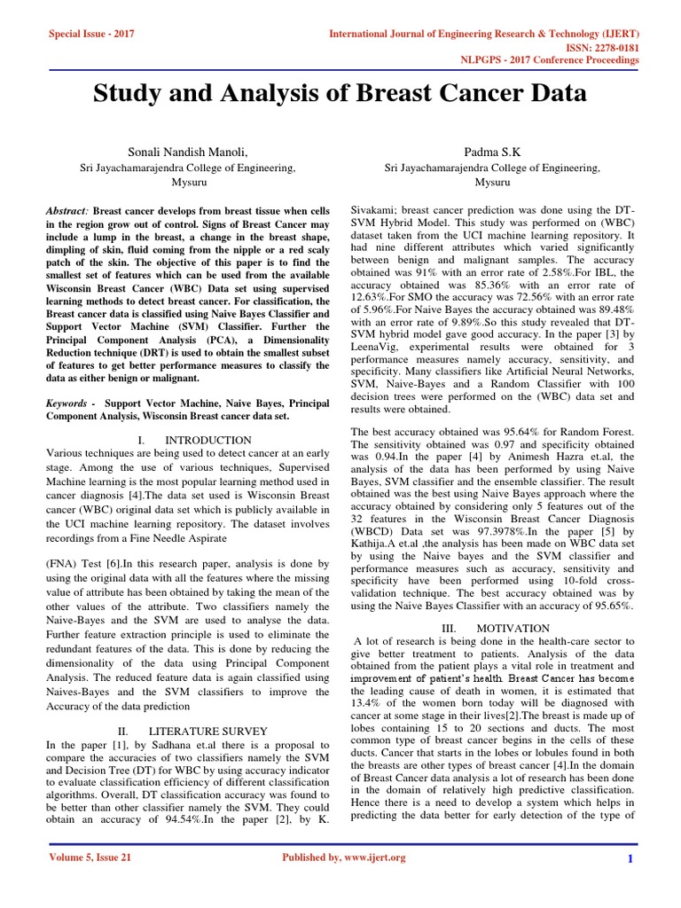 Study and Analysis of Breast Cancer Data IJERTCONV5IS21015 | PDF | Principal Component Analysis ...