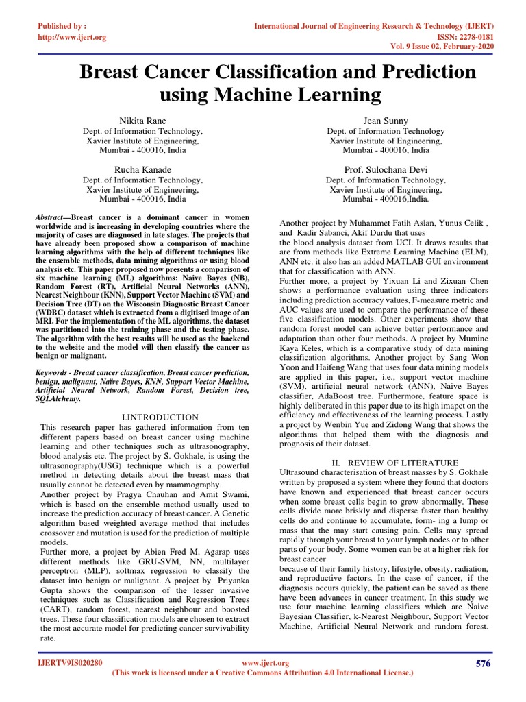 Breast Cancer Classification and Prediction Using Machine Learning ...