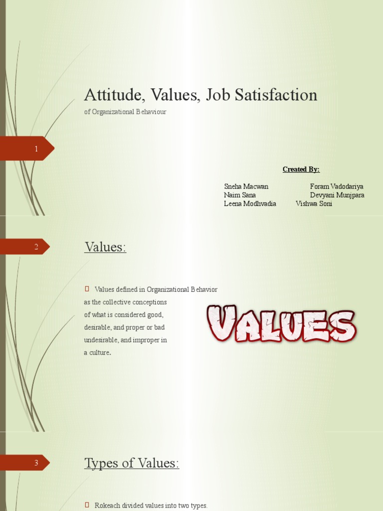 Attitude, Values, Job Satisfaction - PPSX | PDF | Attitude (Psychology ...