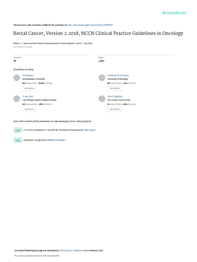 Guideline. Rectal Cancer Version 2-2018.NCCN Clinical Practice | PDF ...