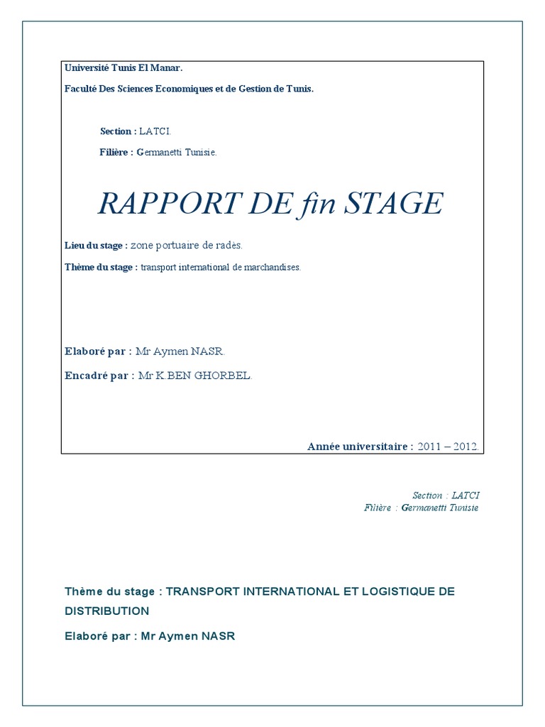 Rapport de Stage2 Germanetti | PDF | Transport | Logistique