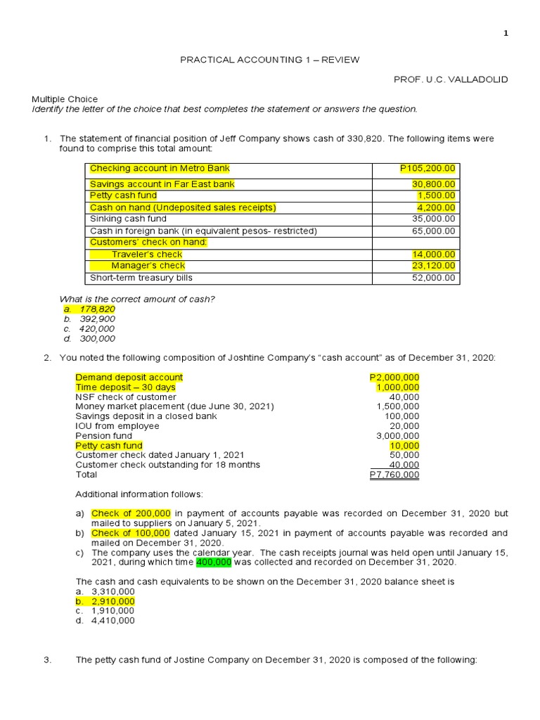 PRACTICAL ACCOUNTING 1 - Review | PDF | Dividend | Bad Debt
