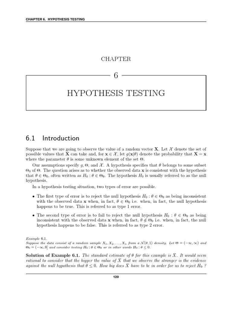 Chapter 6. Hypothesis Testing | PDF | Type I And Type Ii Errors ...