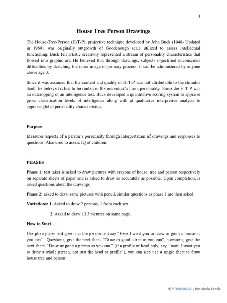 House Tree Person Drawings | PDF | Anxiety | Id