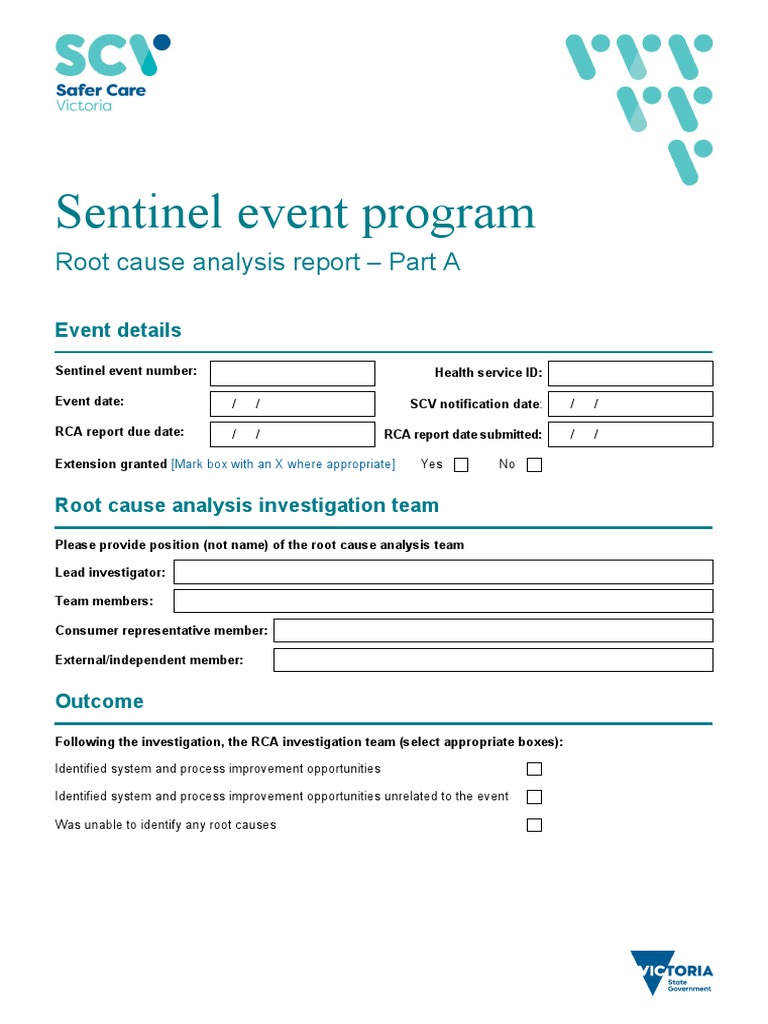 Sentinel Event Program - Root Cause Analysis Report | PDF | Patient ...