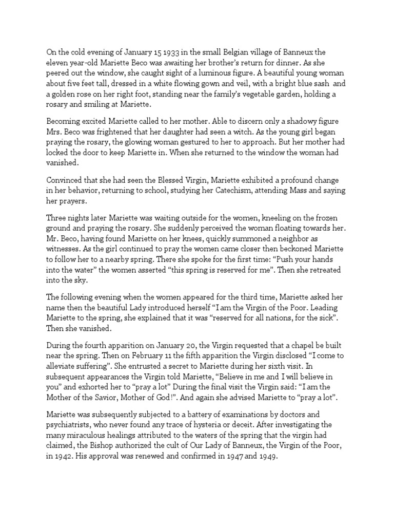 Our Lady of Banneux | PDF | Religious Behaviour And Experience