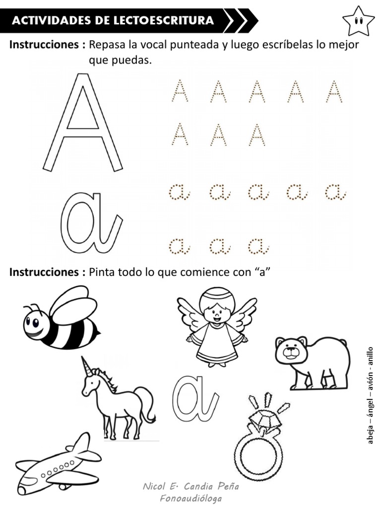 Actividades Lectoescritura - Vocales | PDF