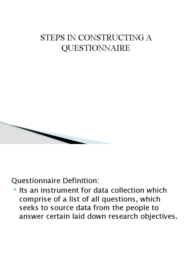 Steps to Construct a Questionnaire | PDF | Survey Methodology ...