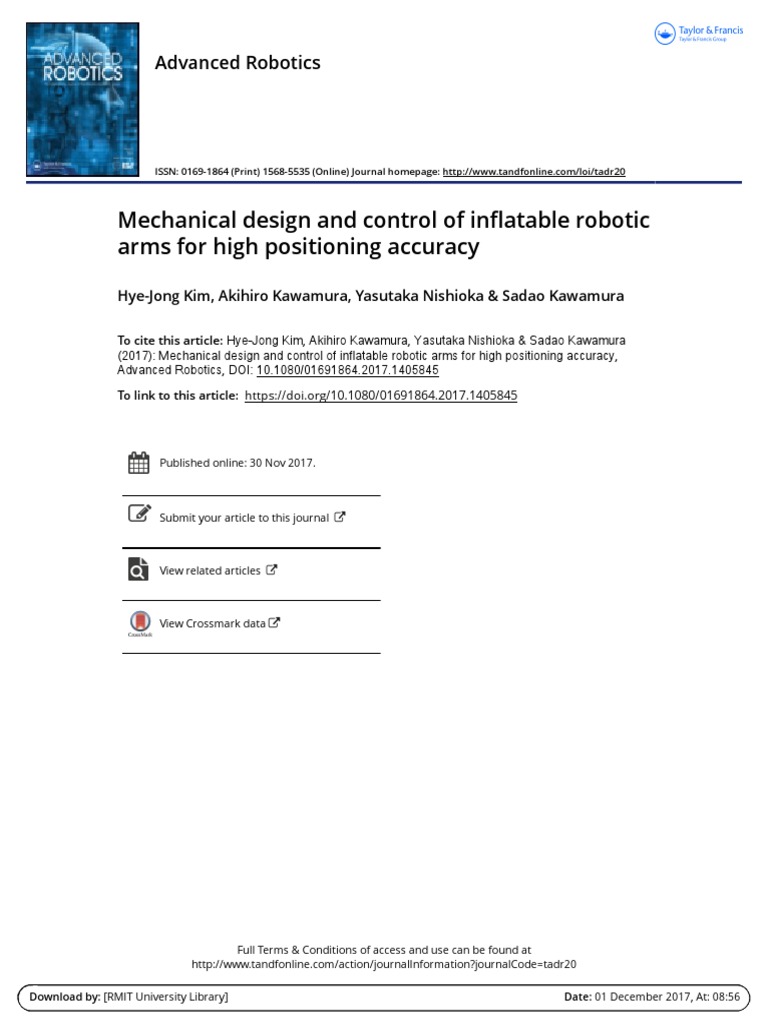 Mechanical Design and Control of Inflatable Robotic Arms For High ...