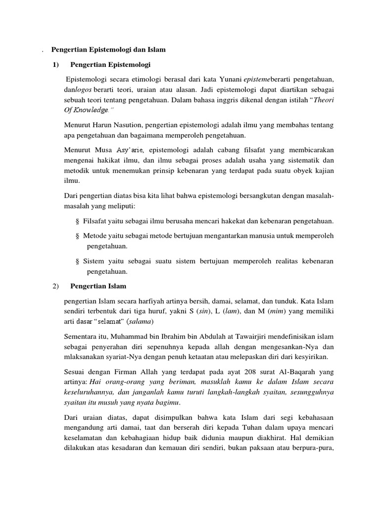 1) Pengertian Epistemologi Epistemologi Secara Etimologi Berasal Dari ...