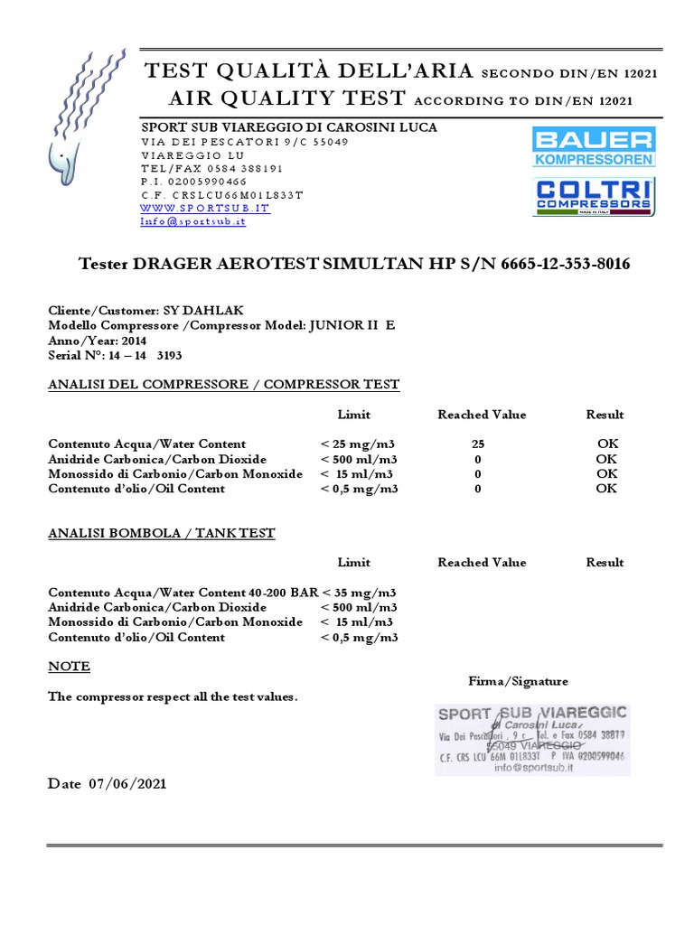 Test Qualità Dell'Aria Air Quality Test: Tester DRAGER AEROTEST ...