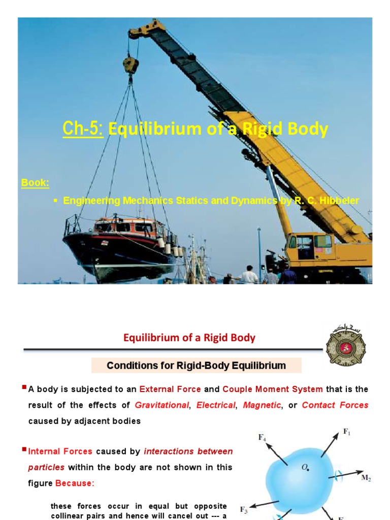 Ch-5: Equilibrium of A Rigid Body: Book: Engineering Mechanics Statics and Dynamics by R. C ...