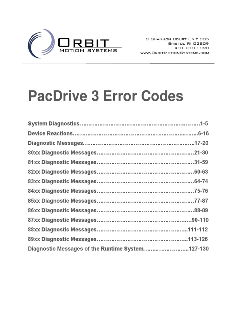 PacDrive 3 Error Codes Overview | PDF | Electric Motor | Booting
