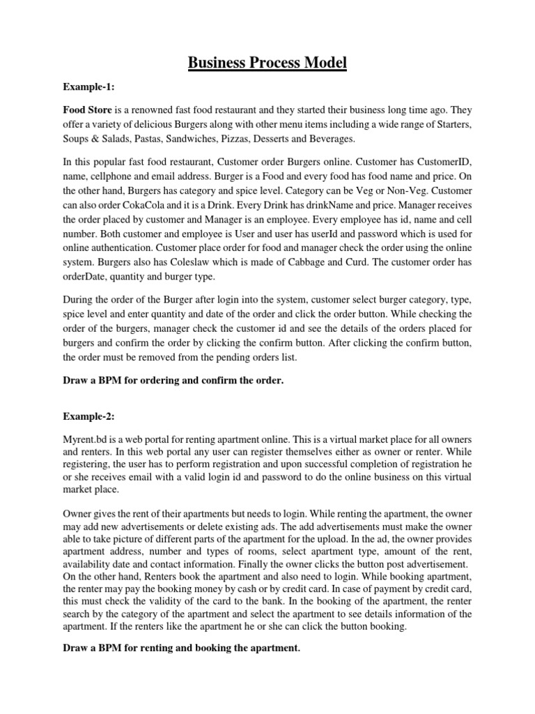 Business Process Model | PDF | Menu | Hamburgers
