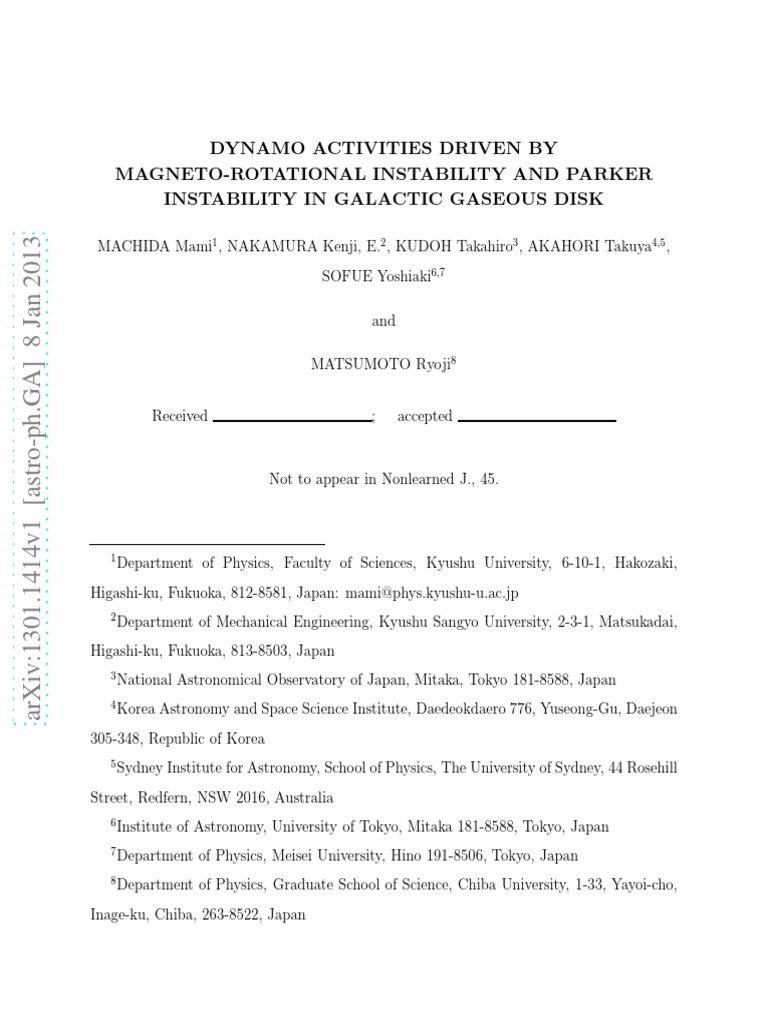 Galactic Dynamo via MRI and Parker Instability | PDF | Milky Way ...