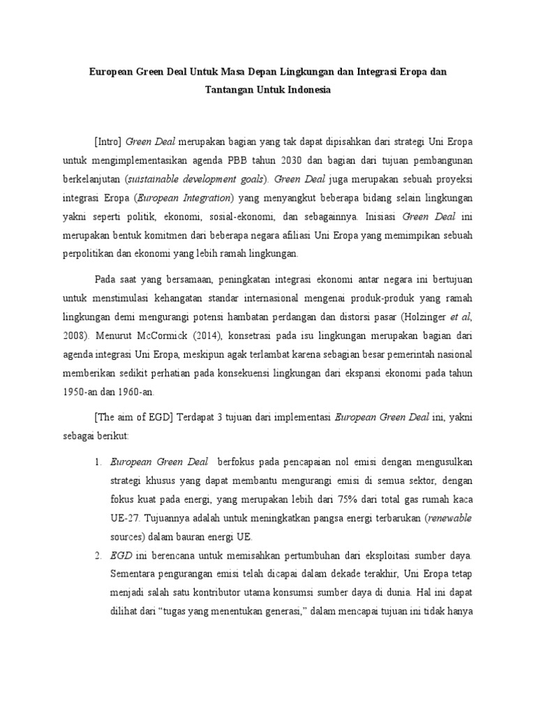 European Green Deal Untuk Masa Depan Lingkungan Dan Integrasi Eropa Dan ...
