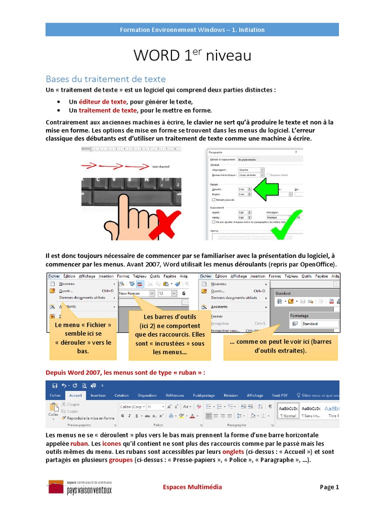 03 WORD Niveau1 | PDF | Microsoft Word | Informatique