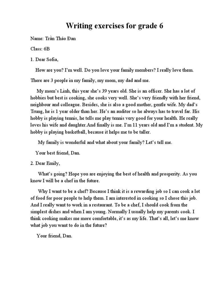 Writing Exercises For Grade 6 | PDF | Language Arts & Discipline