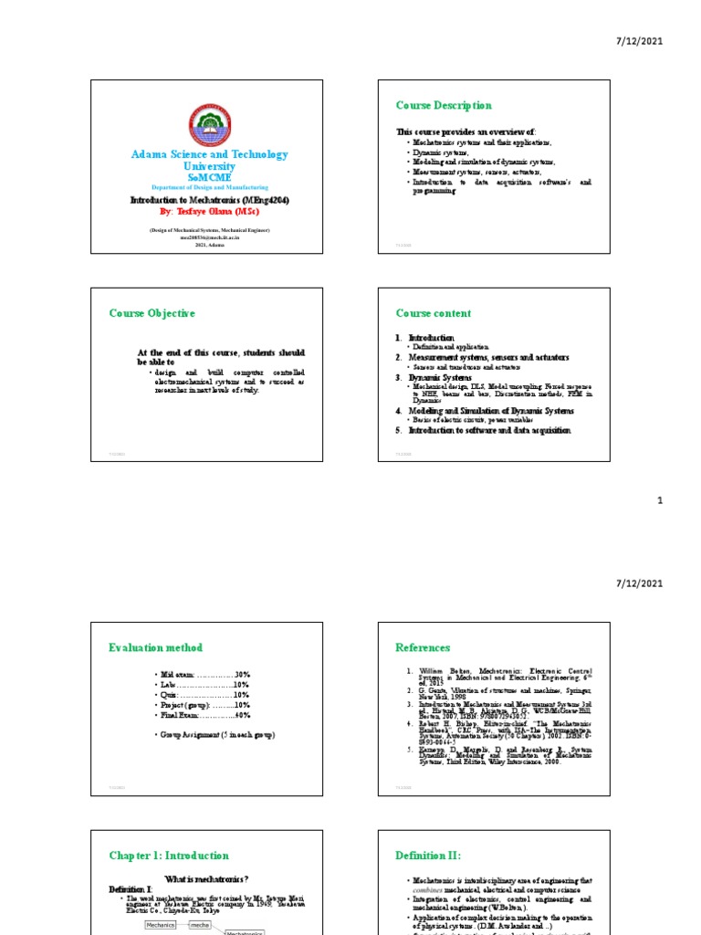 Course Description: Adama Science and Technology University | PDF ...