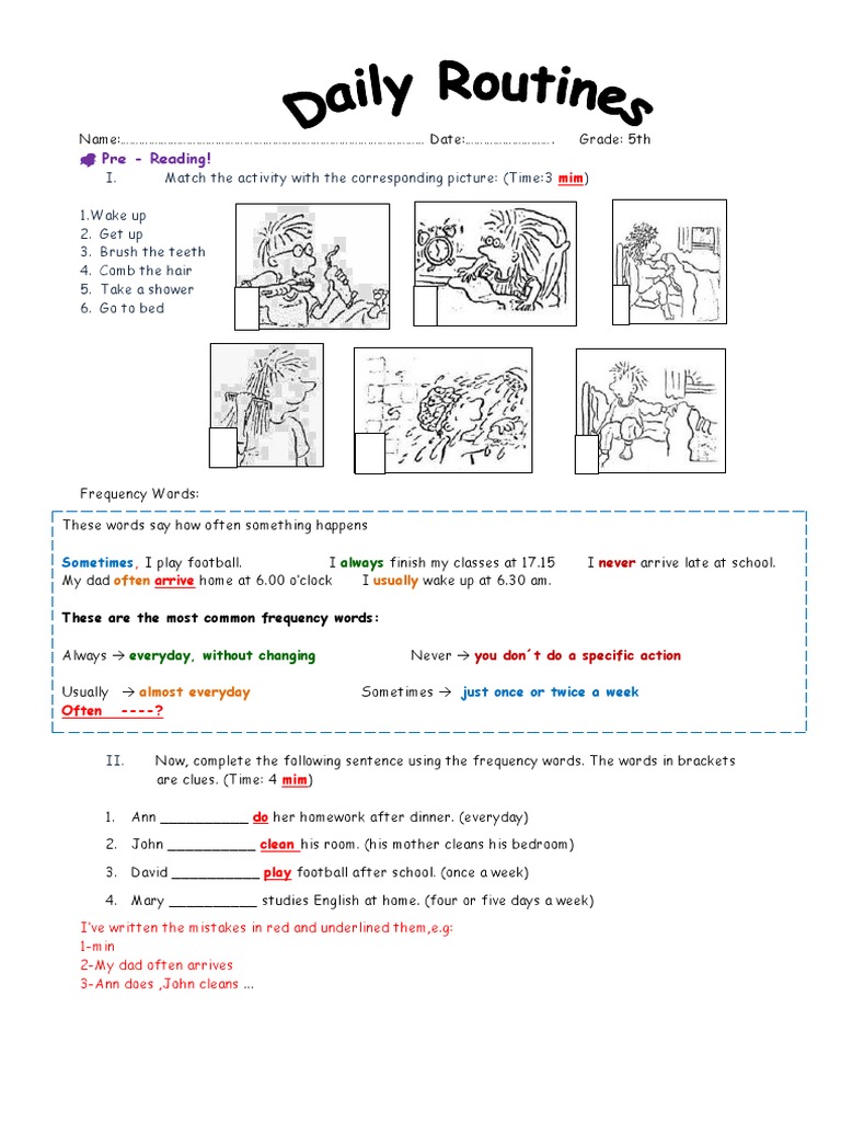 Daily Routine and Adverbs of Frequency | PDF | Language Arts ...