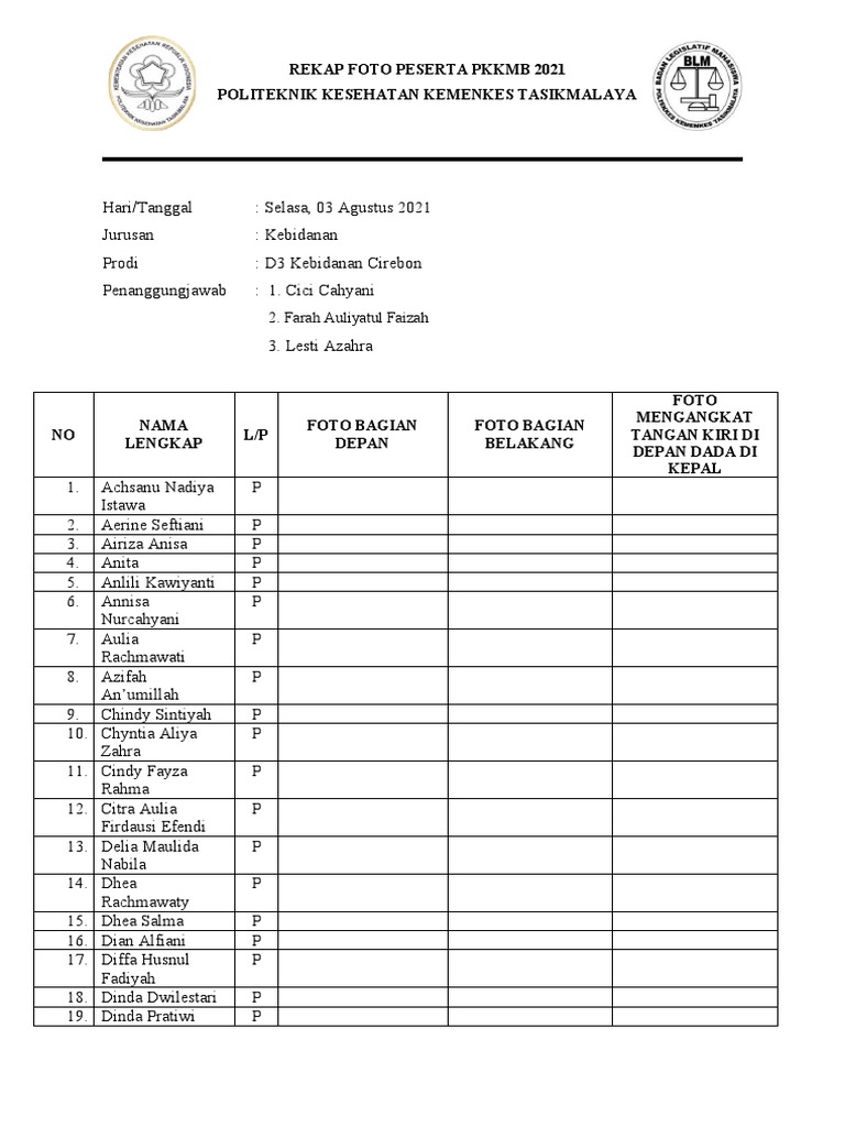Rekap Foto Peserta Kebidanan 2021 | PDF