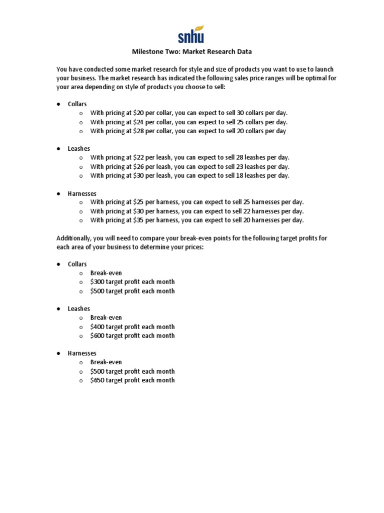 ACC 202 Milestone Two Market Research Data Appendix | PDF