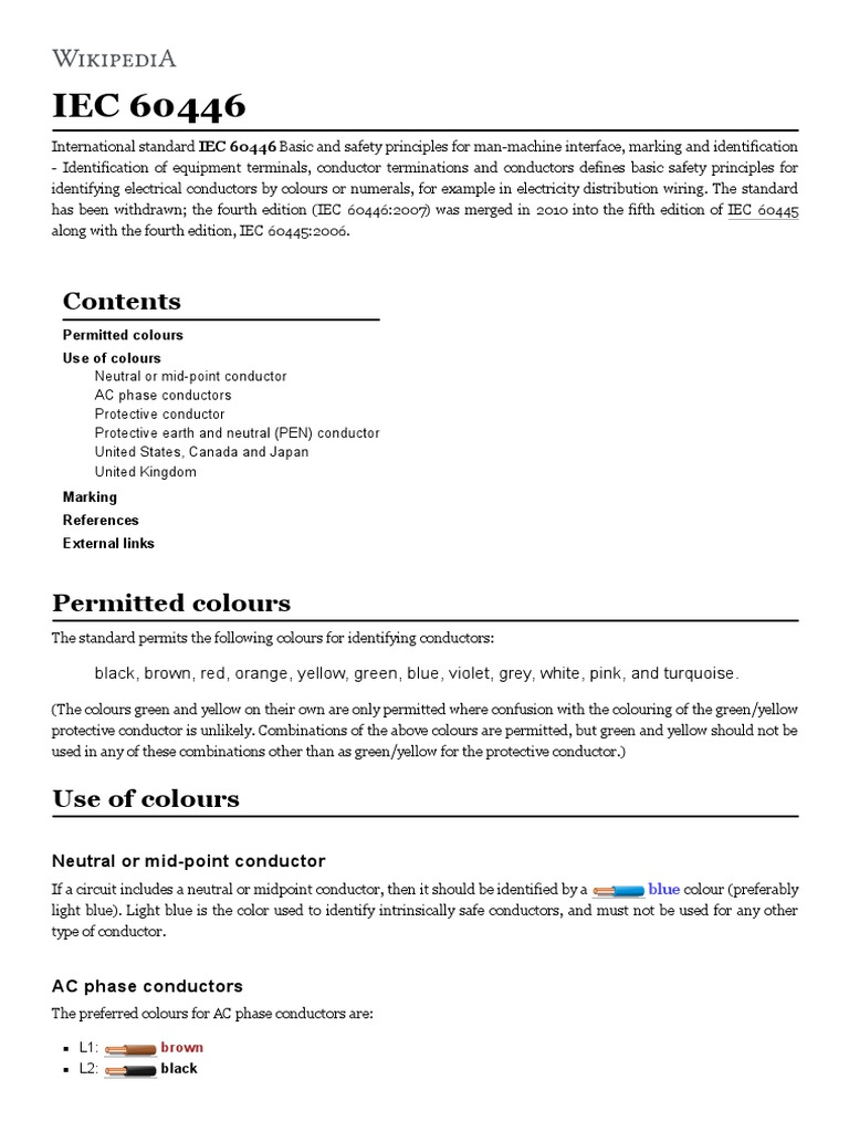 IEC 60446 - Cores de Cabos para CA | PDF | Electrical Engineering ...
