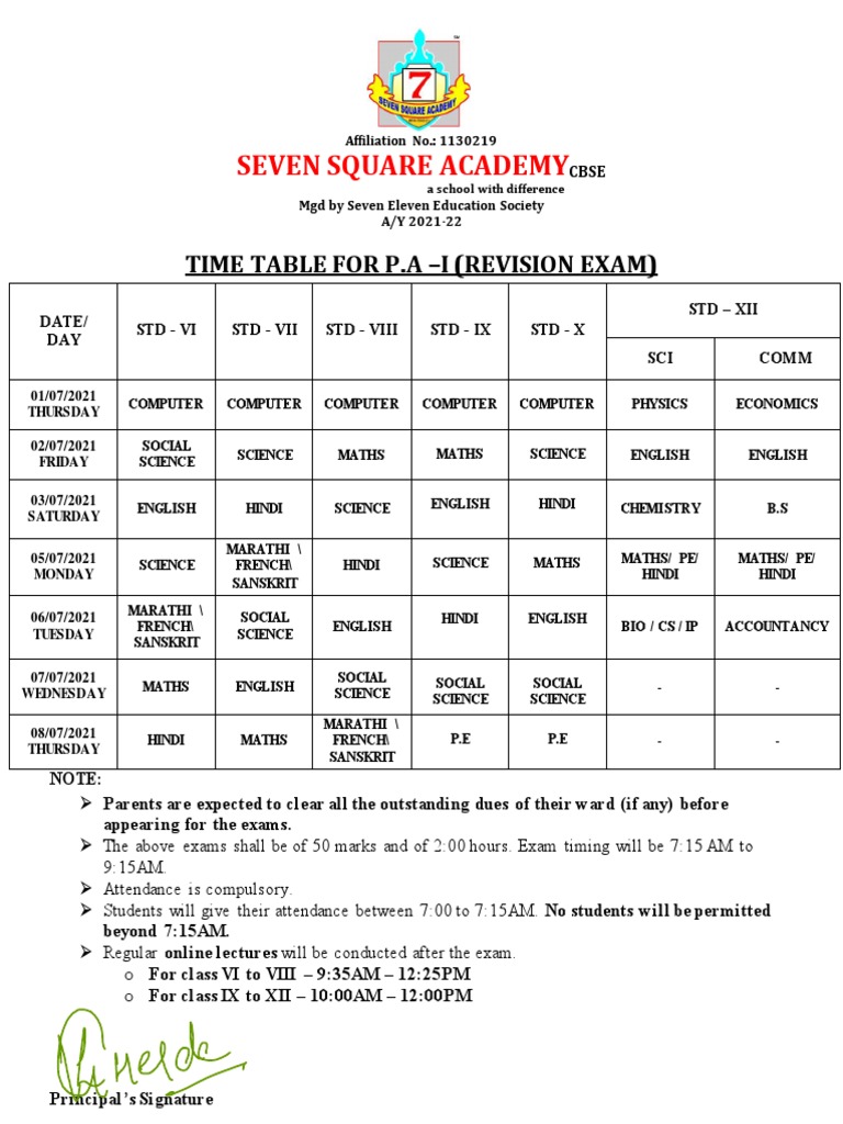 6th To 10th & 12th STD Time - Table | PDF