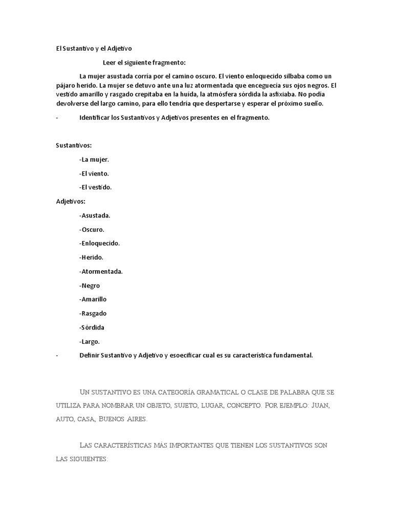El Sustantivo y El Adjetivo | PDF | Adjetivo | Sustantivo