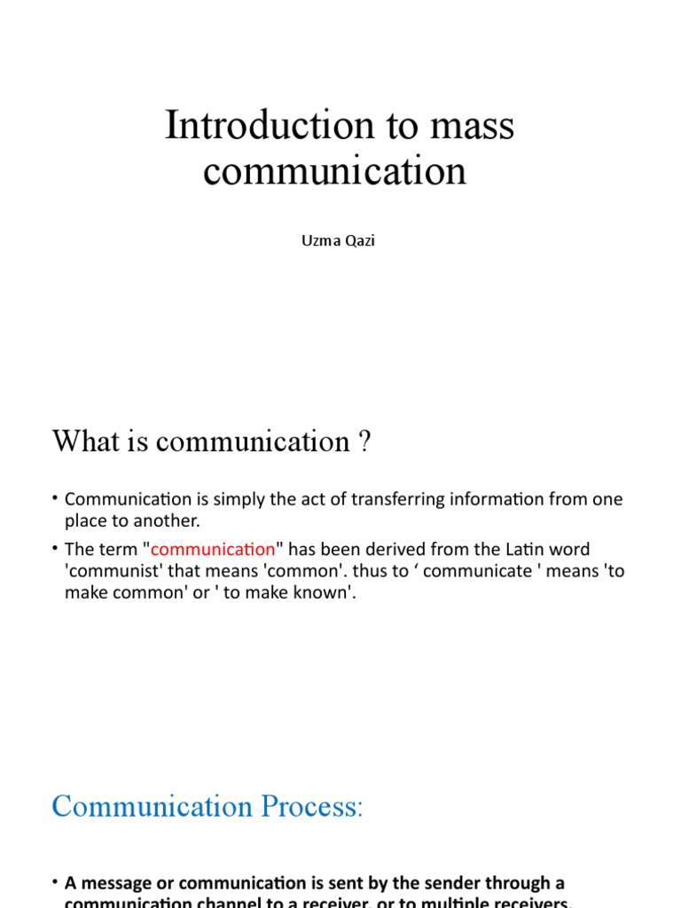 Introduction to Mass Communication | PDF | Communication | Mass Media
