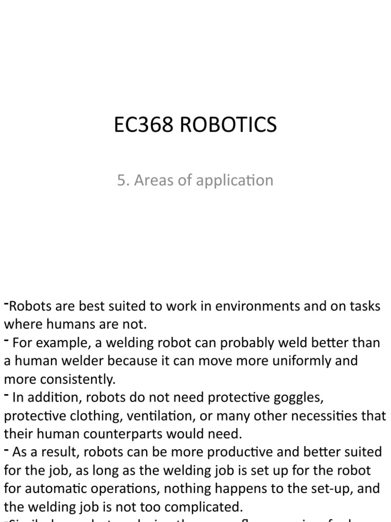 Areas of Application | PDF | Robot | Robotics