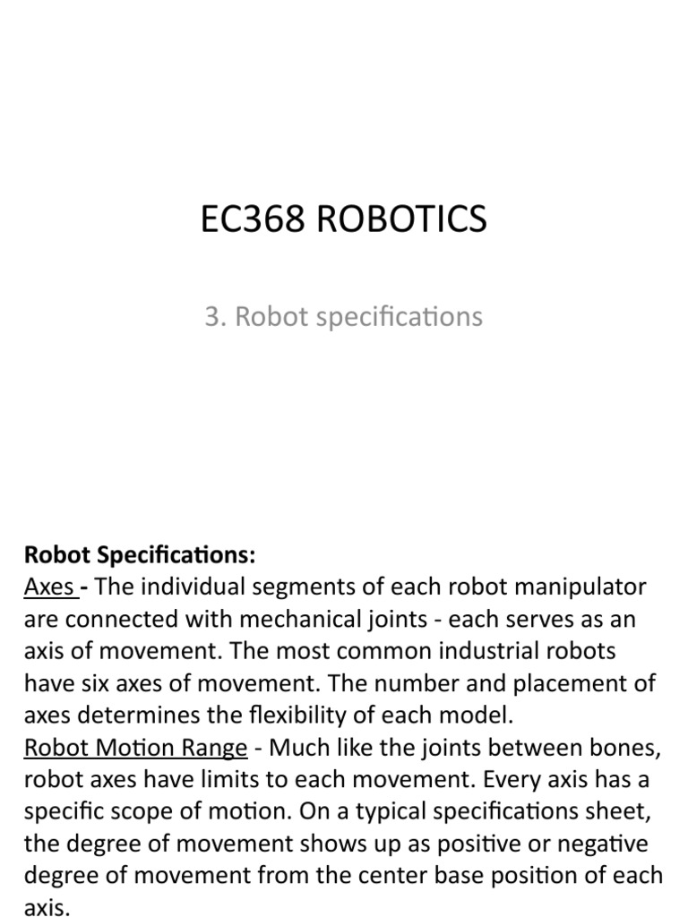 Robot Specifications | PDF