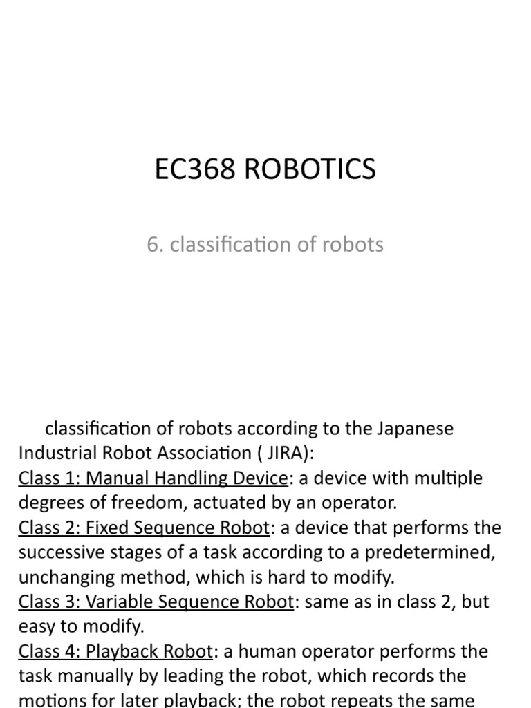 Classification of Robots | PDF