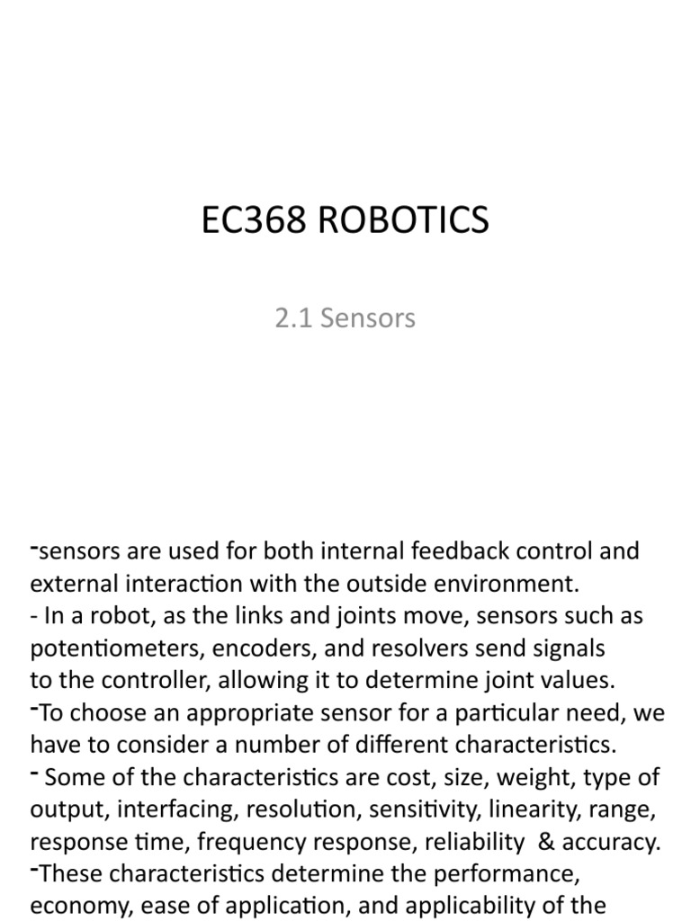 Ec368 Robotics: 2.1 Sensors | PDF | Inductor | Transformer