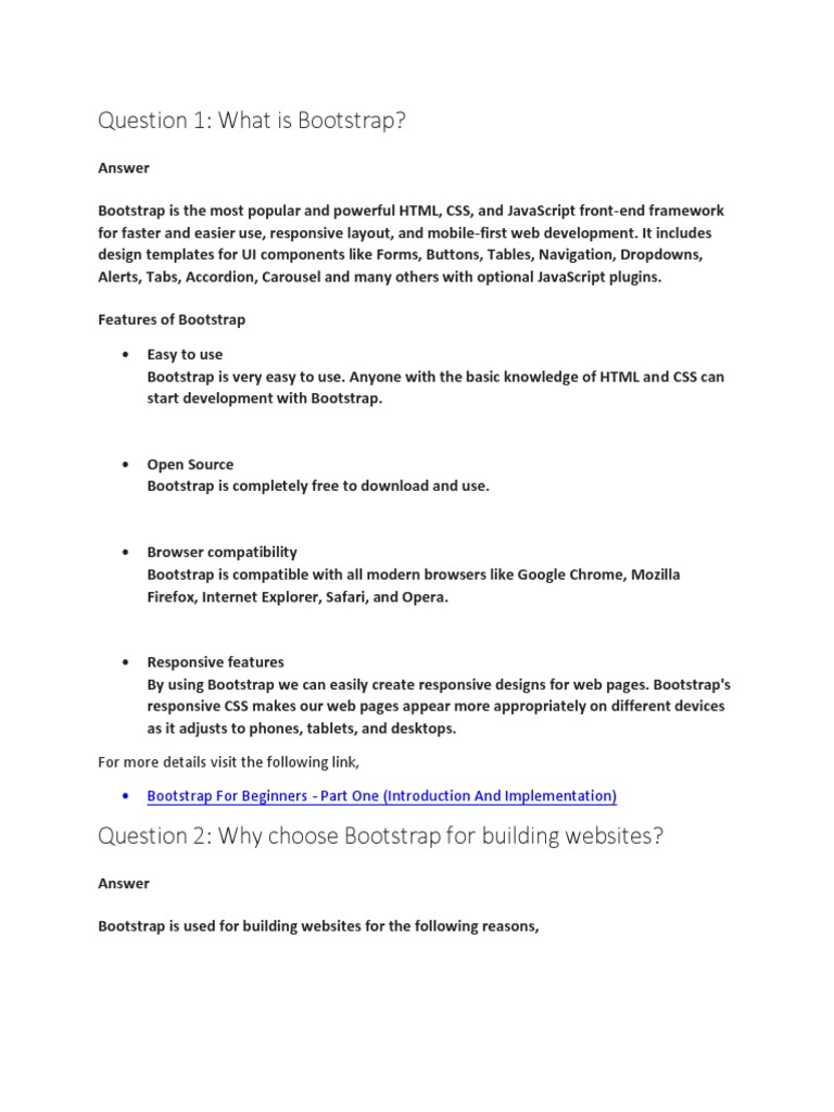 Bootstrap Questions | PDF | Bootstrap (Front End Framework ...