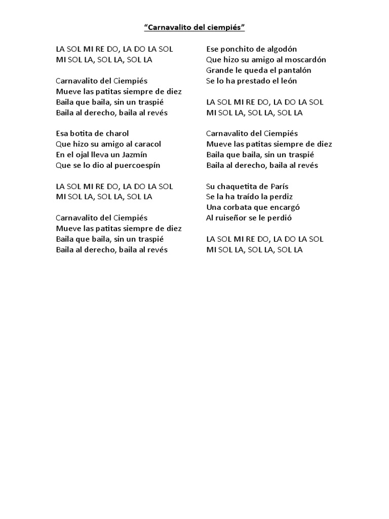 Carnavalito Del Ciempiés | PDF