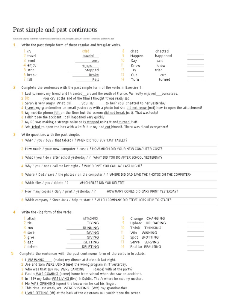 Past Simple and Past Continuous - Grammar | PDF