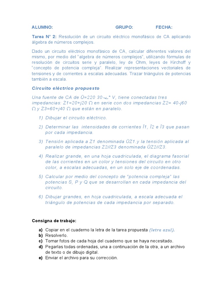 Circuito CA: Resolución con Números Complejos | PDF | Ciencia y matemáticas