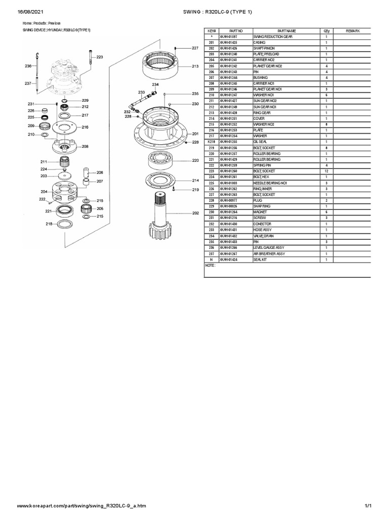 Swing - R320LC-9 (Type 1) | PDF | Screw | Washer (Hardware)