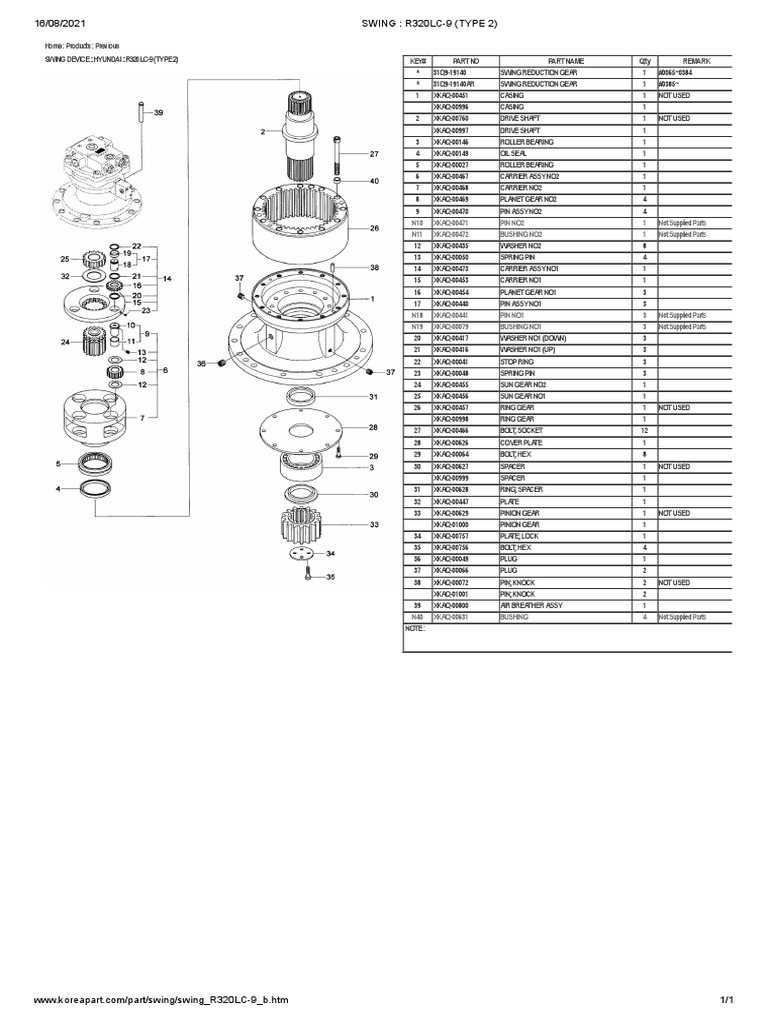 Swing - R320LC-9 (Type 2) | PDF | Gear | Equipment