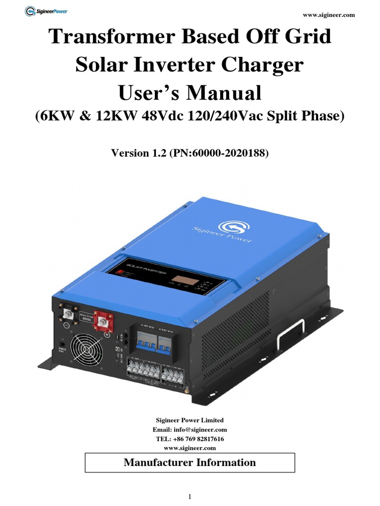 Transformer Based Off Grid Solar Inverter Charger User's Manual | PDF ...