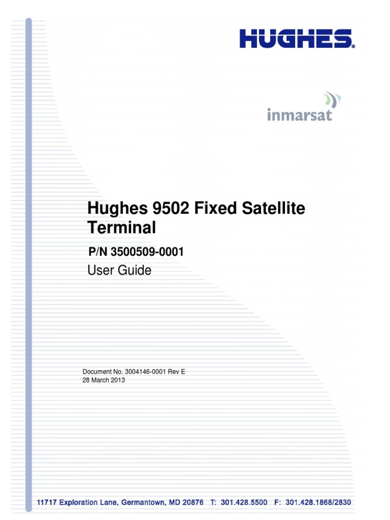 Hughes 9502 Fixed Satellite Terminal PN 3500509-0001 User Guide | PDF ...