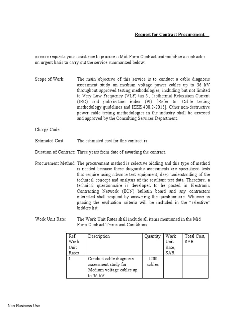 Cable Contract Procurement Letter | PDF | Procurement | Electrical ...